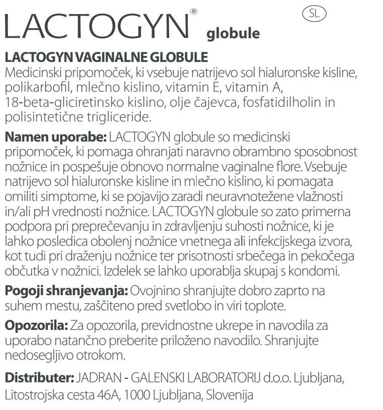 Lactogyn vaginalne globule 10x - Medicinski pripomočki