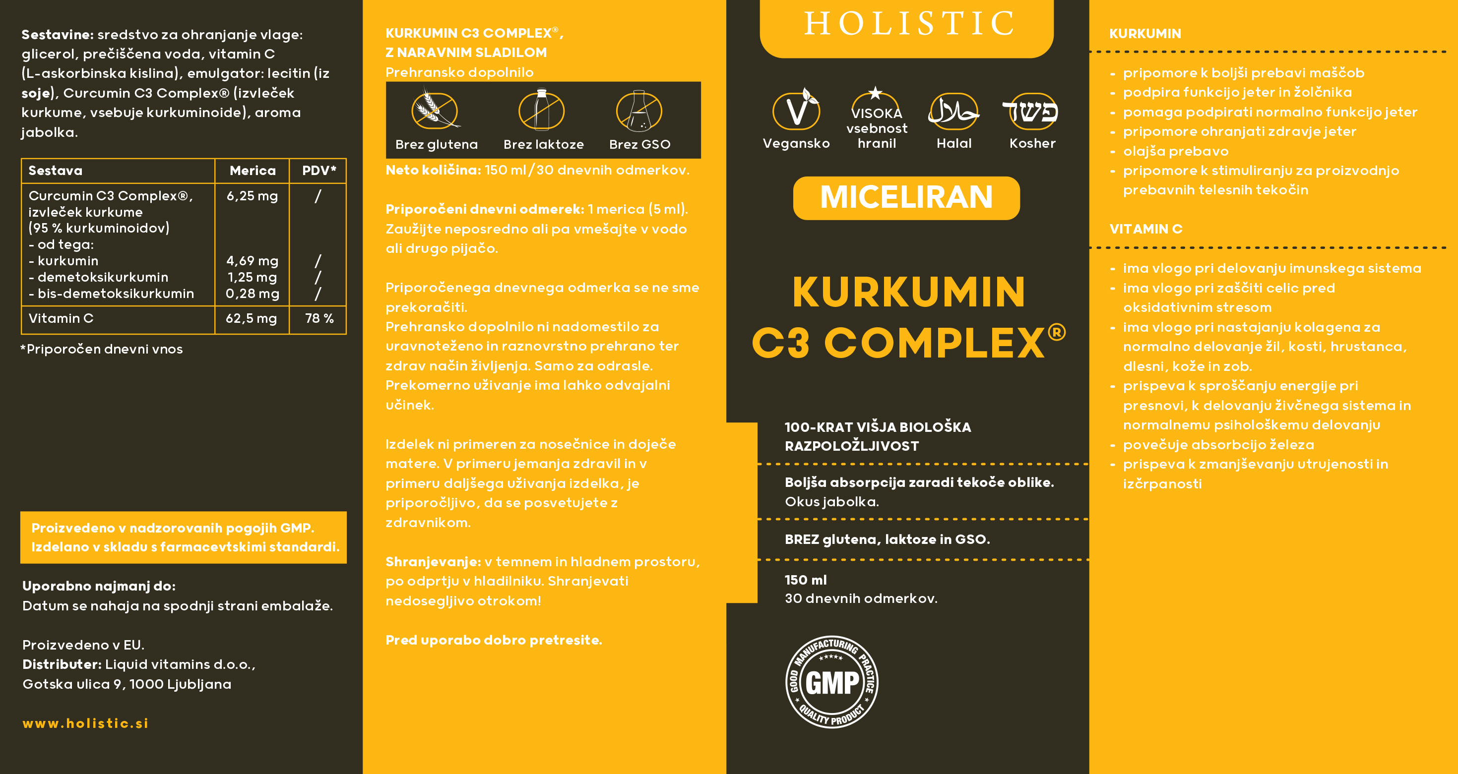 Kurkumin C3 Complex, 150ml - Prehranska dopolnila