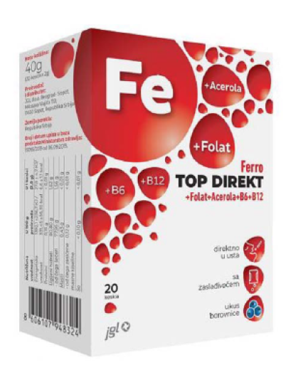 Ferro TOP DIREKT, prašek, 20 vrečic - Prehranska dopolnila