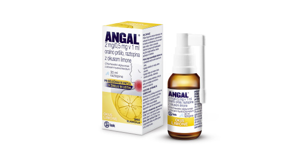 Angal 2 mg/0,5 mg v 1 ml oralno pršilo z okusom limone, raztopina, 30 ...
