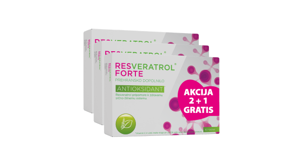 Resveratrol, forte 200 mg antioksidant tablete, 30 tablet 2+1 GRATIS ...