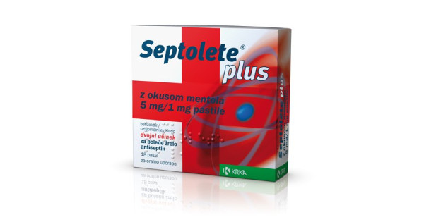 Septolete plus z okusom mentola 5 mg/1 mg, 18 pastil - Zdravila brez ...