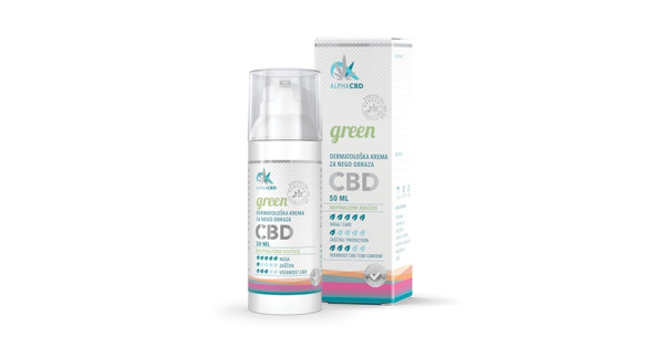 Alpha CBD, Dermatološka krema za nego obraza CBD Green, 50 ml - Osebna nega